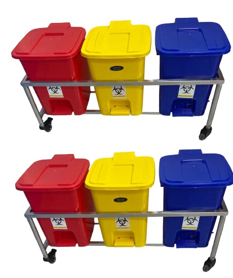 VENUSTAR Plastic Biomedical waste Dustbin trolley Stainless steel ...