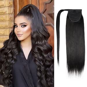 Amazon.com : JIAMEISI Ponytail Extension Human Hair Wrap Around Clip in Hair Piece Ponytail ...