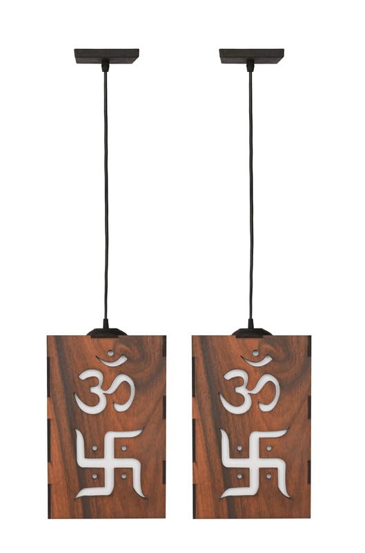 Buy ARSHU Swastik and Aum Symbol Wooden 10 Watts Ceiling Carved Pattern ...
