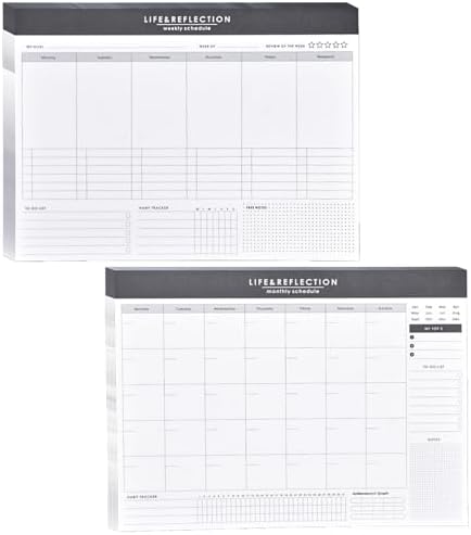 Weekly Desk Planner Pad & Monthly Planner Pad, 2 Pcs Undated Schedule ...