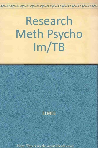 Research Meth Psycho Im/TB: David G. Elmes: 9780314058737: Amazon.com ...