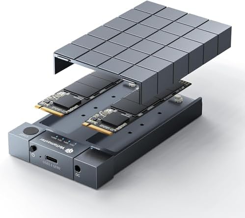 SSK M.2 NVMe SSD Cloner, Dual Bay Enclosure, Tool-Free 20Gbps USB3.2 ...