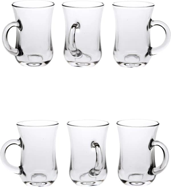 Buy KVA New Look Glass Multipurpose Beer Mug with Handle Set of 6 Glass ...