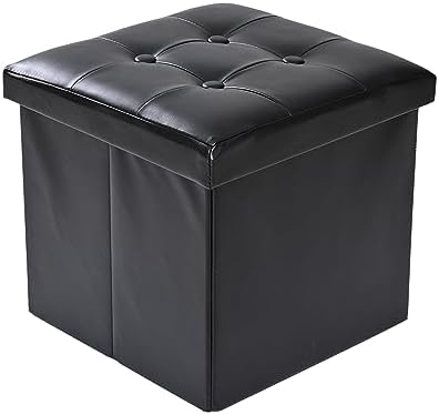 eSituro Round Foot Stool, Pouffe Footstool Folding Ottoman Storage Box ...