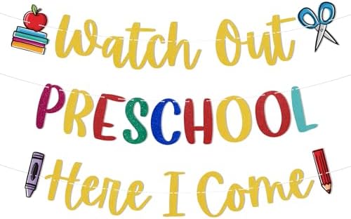 Amazon.com: First Day of Preschool Banner Decorations, Back to School ...