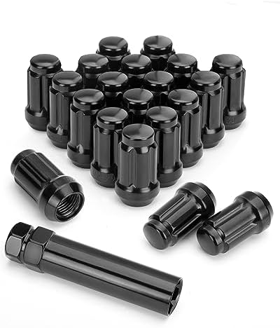 Amazon.com: M12x1.5 Lug Nuts M12-1.50 Lug Nuts Black Spline Lug Nuts 12x1.5 1.38" Long Set of 20 ...