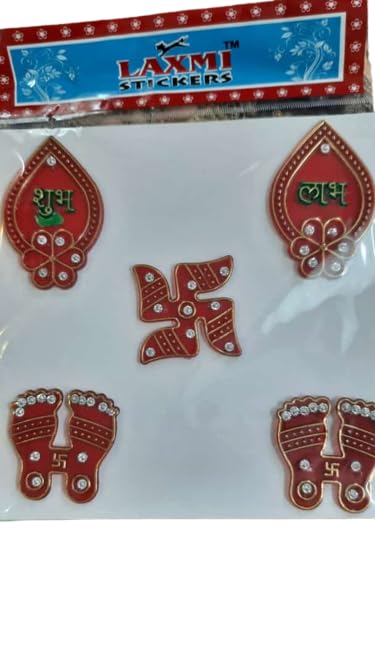 Buy 5pcs Acrylic Subh Labh Wall Sticker Labh, Laxmi, Paduka, Swastika ...