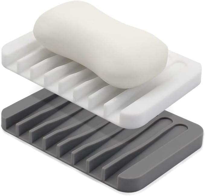 XHNFCU 2 Pcs Soap Dish Silicone Soap Drainer Dish Keep Soap Bars Dry ...