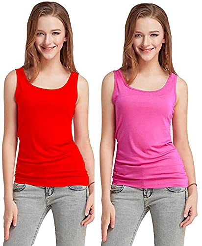 Fashion Line Women's Tank Top Combo Set (Red & Pink, Pack of 2 ...