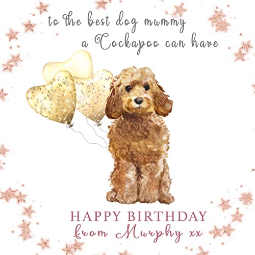 Cockapoo Birthday Card, Honey/Golden Colour, Dog Mummy Birthday Card ...