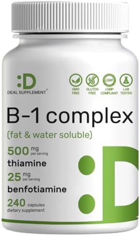 Amazon.com: DEAL SUPPLEMENT Vitamin B1 500mg with Benfotiamine, 240 ...
