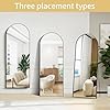 BONEWEI Arched Full Length Mirror, 165x60cm Full Body Free Standing Mirrors Black Aluminium ...
