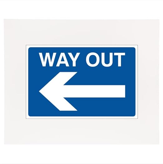 Way Out Left Arrow Signage Sticker, Waterproof Sticker Signage : Amazon ...