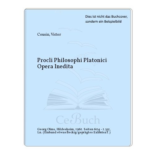 Amazon.com: Procli Philosophi Platonici Opera Inedita Pars Tertia ...