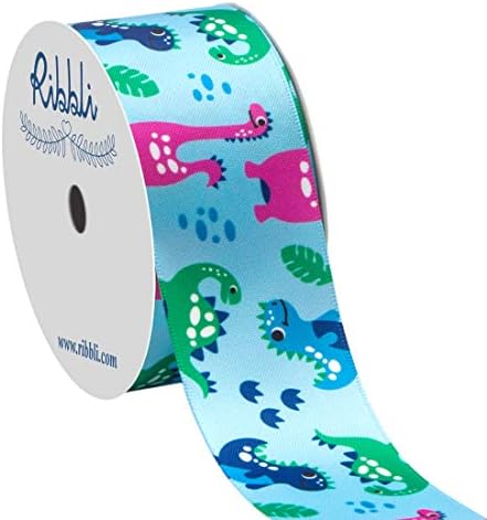 Amazon.com: FYSUIMU Dinosaur Wired Edge Ribbon Watercolor Green ...