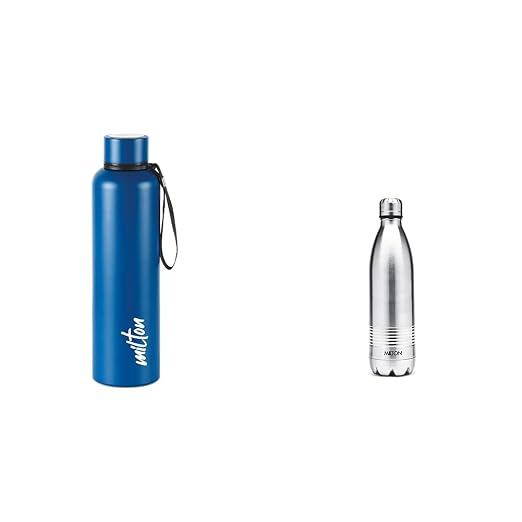 Milton Aura 1000 Thermosteel Bottle, 1.05 Litre, Dark Blue & Milton Duo ...
