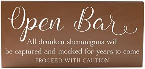 Amazon.com: Elegant Signs Wedding Open Bar Sign Drunken Shenanigans for ...