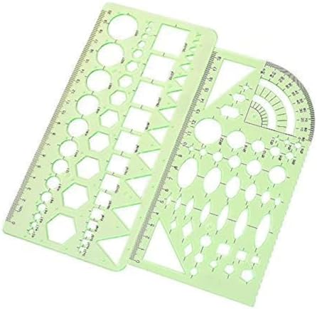 Amazon.com : 2PCS Plastic Green Measuring Templates Geometric Rulers ...