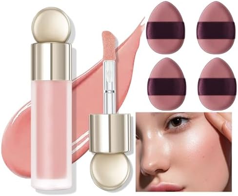 Amazon.com : Coosa Shimmery Liquid Blush with Finger Puff for Easy ...