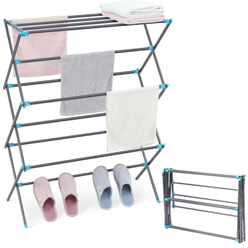 APEXCHASER Clothes Airer, 3-Tier Clothes Drying Rack, Collapsible ...