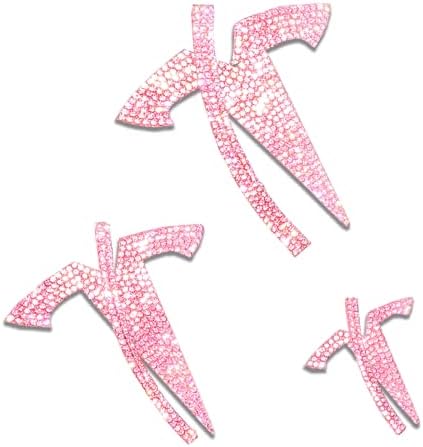 Amazon.com: Yeapop Bling Bling Pink Rhinestone Logo Emblems for Tesla ...