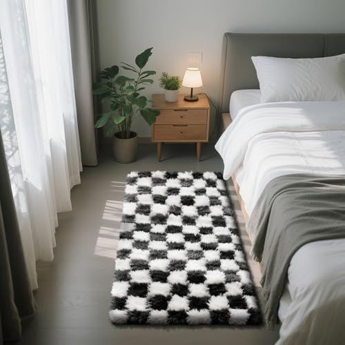 Amazon.com: Checkered Rug for Bedroom, 2x6 Black and White Area Rugs ...