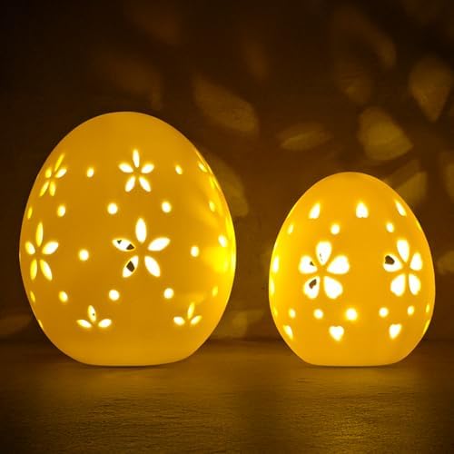 Amazon.com: Pawliss Easter Decorations: White Ceramic Lighted Easter ...