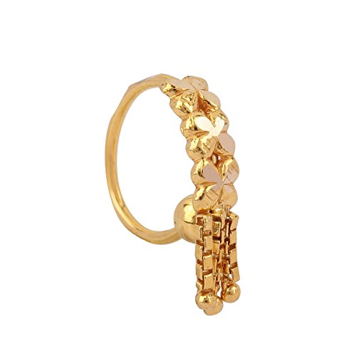 Buy Payalwala 18k Yellow Gold Ball Drop Nose Ring at Amazon.in