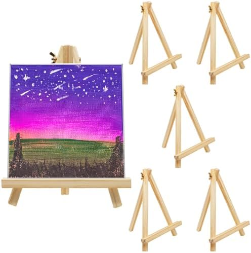 Amazon.com: DSYIL 9 Inch Wood Tabletop Easels, 6 Pack Small Canvas ...