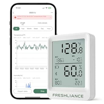 Freshliance Bluetooth Multiple-use Thermometer Hygrometer with LCD ...