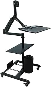 Rolling Laptop Workstation Stand Desk with 34 * 65cm Keyboard Tray ...