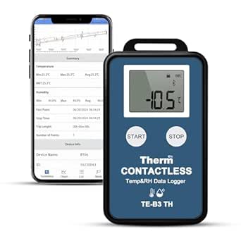 ThermElc TE-B3 TH Wireless Temperature Humidity Data Logger with LCD Display, ±0.3℃ Accuracy ...