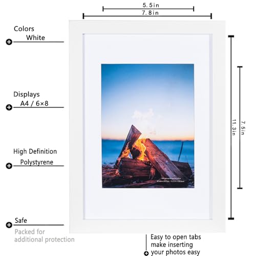White Wooden Picture Frame A4 with White Mount,Set of 3,A4 Frame,A4 ...