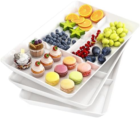WELDUN 4 Pack Serving Tray Plastic, Compartment Serving Platters, BPA ...