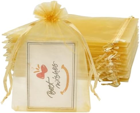 Amazon.com: Jexila 100PCS Gold Organza Gift Bags 4X6 Inch Small Mesh ...