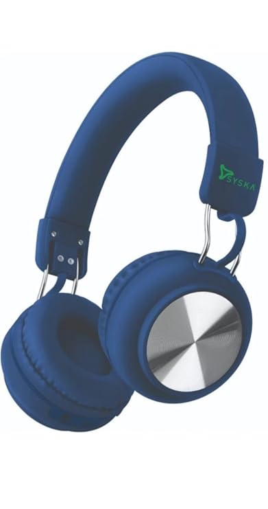 SYSKA Bassteq BS0856 Bluetooth Wireless & Wired Headset (Blue, On The ...