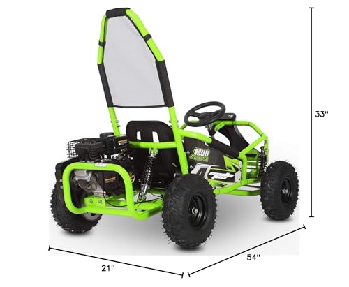MotoTec Mud Monster 98cc Go Kart Full Suspension Green, Large - Drift Kart