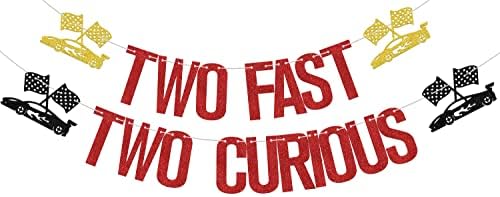 Amazon.com: Two Fast Two Curious Banner, Boy 2nd Birthday Party ...