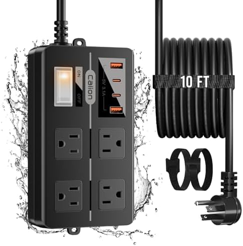 Amazon.com: Calion Outdoor Power Strip - 10 FT Extension Cord with 4 ...