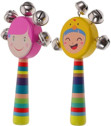 Amazon.com: SUPVOX 2pcs Wood Jingle Rattle Bell Handheld Hand Jingle ...