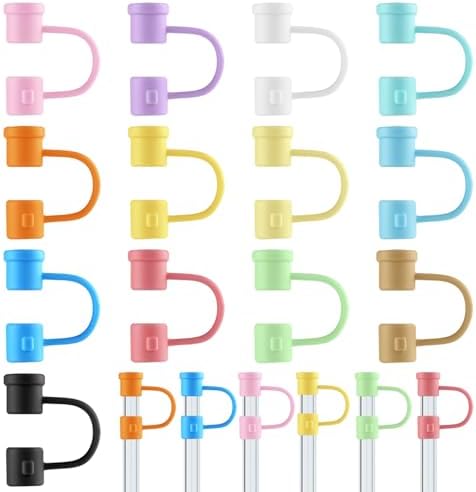 Amazon.com: PLULON 30Pcs Silicone Straw Cover Caps 8mm Reusable Straw ...