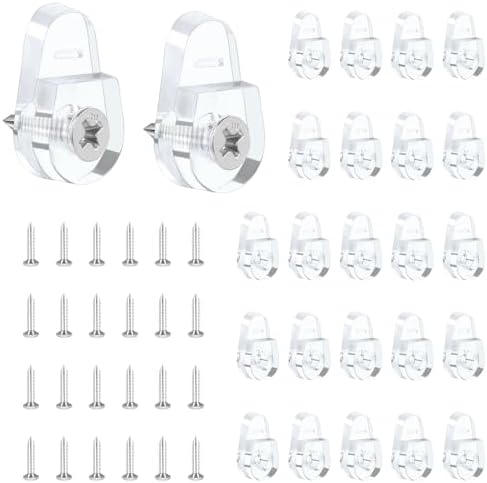 Molain 25 Set Mirror Mounting Clips Kit, Clear Plastic Wall Hangers ...