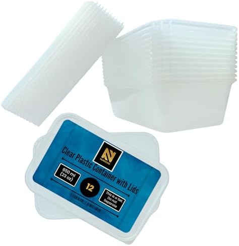 Plastic Food Containers With Lids. Pack of 12 650 ml. Clear Freezer ...