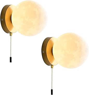 Amazon.com: OPKMB Modern Hardwired Wall Sconce 3D Moon Light Wall ...