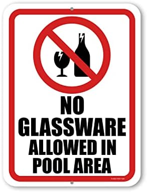 Amazon.com: Honey Dew Gifts, No Glassware Allowed in Pool Area, 9 inch ...