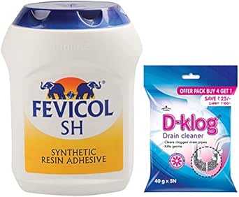 Pidilite D-Klog Drain Cleaner Powder (40g x 5N), & Pidilite Fevicol SH ...