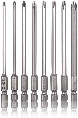 Mixiflor 8 Pcs Phillips Screwdriver Bit Set,1/4 Inch Hex Shank 4 Inch Long S2 Steel with ...