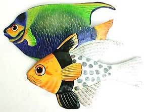 Amazon.com: Blue Angelfish & Pajama Fish Wall Art - Hand Painted ...