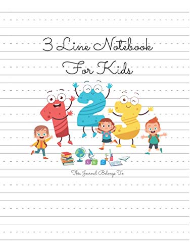 3 Line Notebook For Kids: 3 Lines Notebook For Kindergarten, Dotted ...