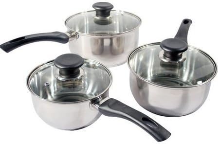 6 Pcs Stainless Steel Saucepan Essential Cookware Set with Glass Lids ...
